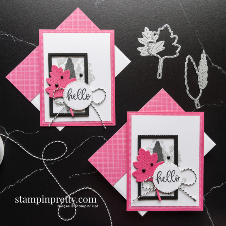 Hello Card with Stampin' Up! Stitched Leaves Dies